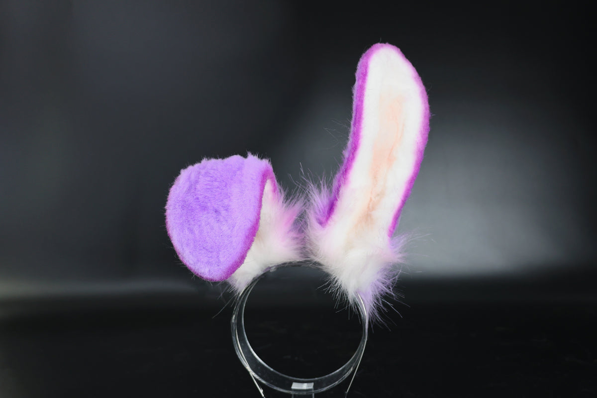 Purple faux fur bunny ear and tail bendable bunny ear cosplay rabbit e ...