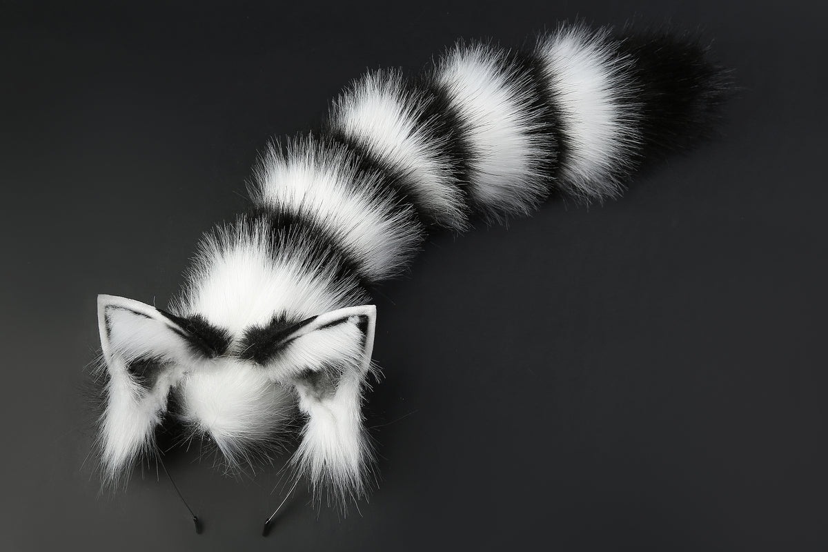 faux fur fox ear and tail plug set wolf ear and tail plug set petplay ...