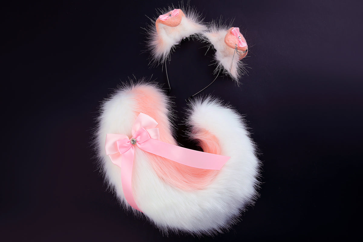 Pink puppy ear and tail set Shepherd dog ear and tail plug set Shiba I ...