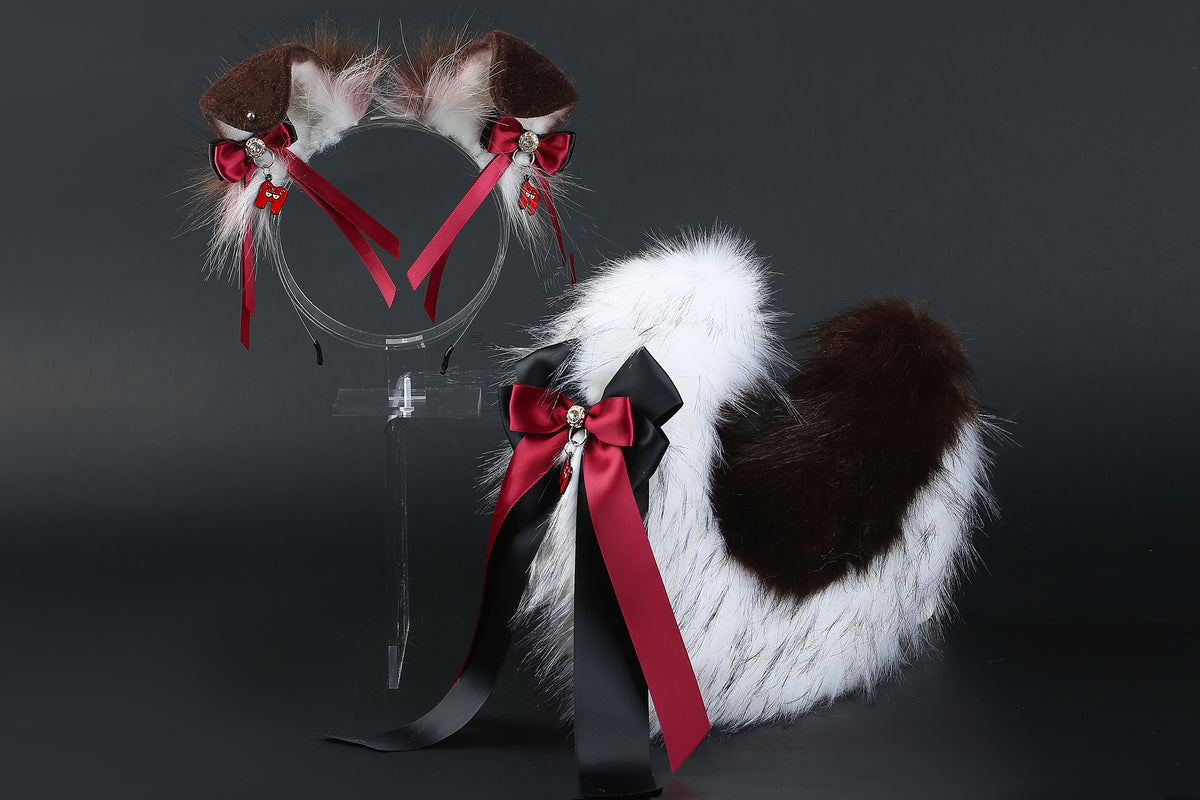 Brown puppy ear and tail set Shepherd dog ear and tail plug set Shiba ...