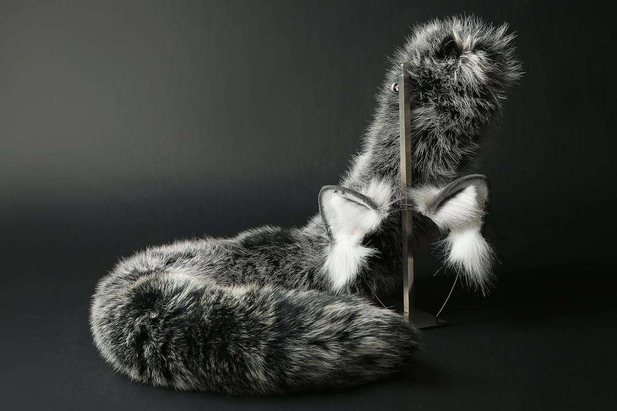 Fox tail plug and ear set - fox ear and tail buttplug - wolf tail butt ...