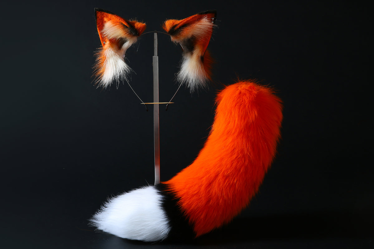 Red fox tail and ear set fox ear and tail cosplay wolf tail and ear ca ...
