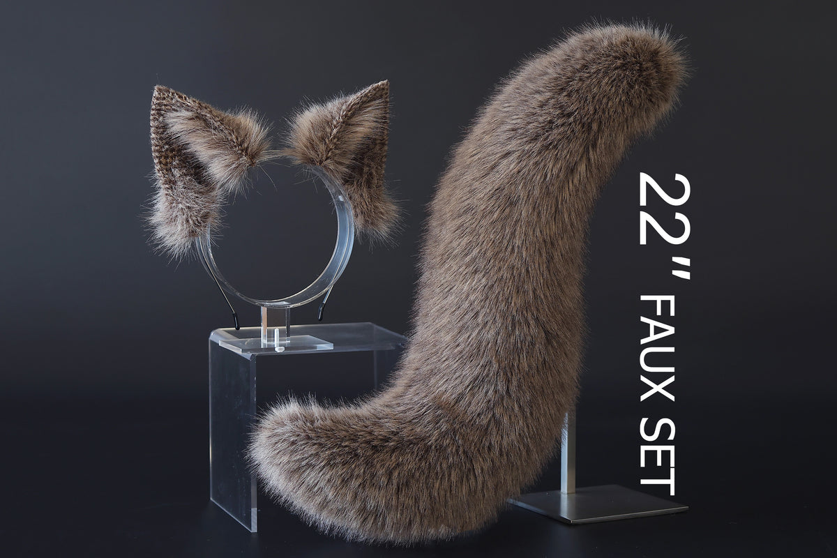 Realistic faux fur fox tail plug and ear set wolf ear and tail anime c ...
