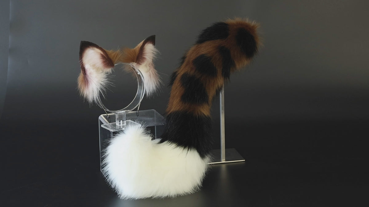 Faux fur ocelot cat ears and tail brown leopard cat tail and ears wild ...