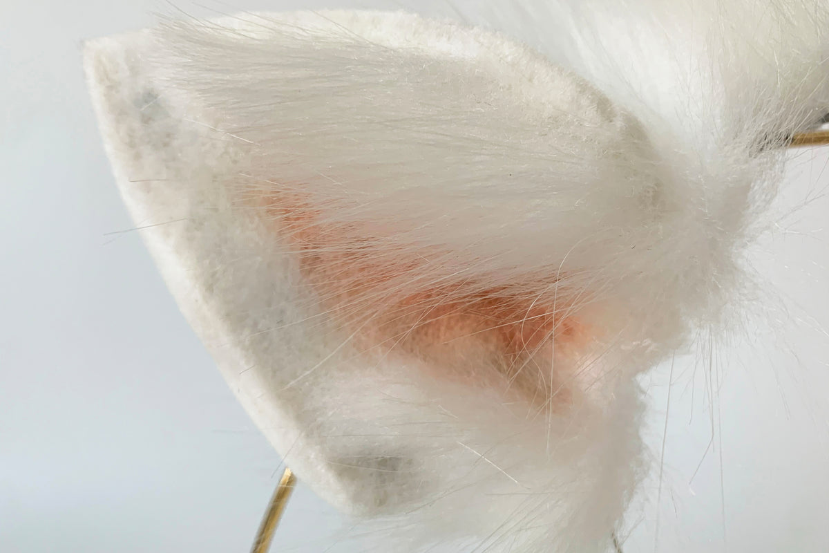 aliriga white faux fur deer ear and tail plug set deer ear and tail pl ...