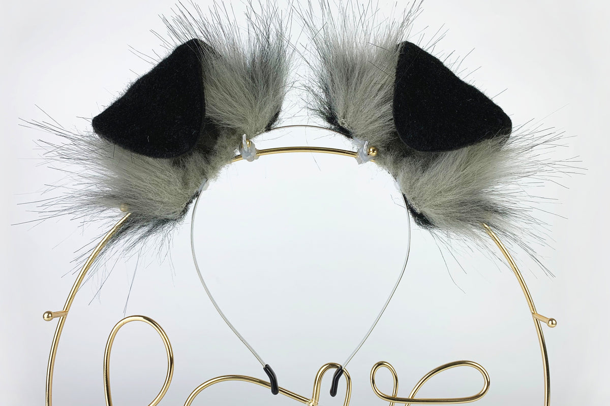 black grey puppy ear and tail set Shepherd dog ear and tail plug set S ...