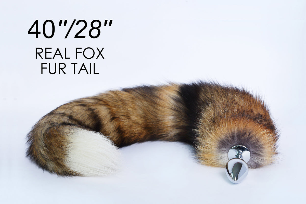real fox tail plug brown - long fox tail butt plug tail - fox dildo ...