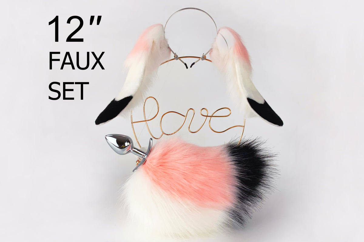 pink lop bunny ear and tail plug set bunny petplay ear and tail butt p ...
