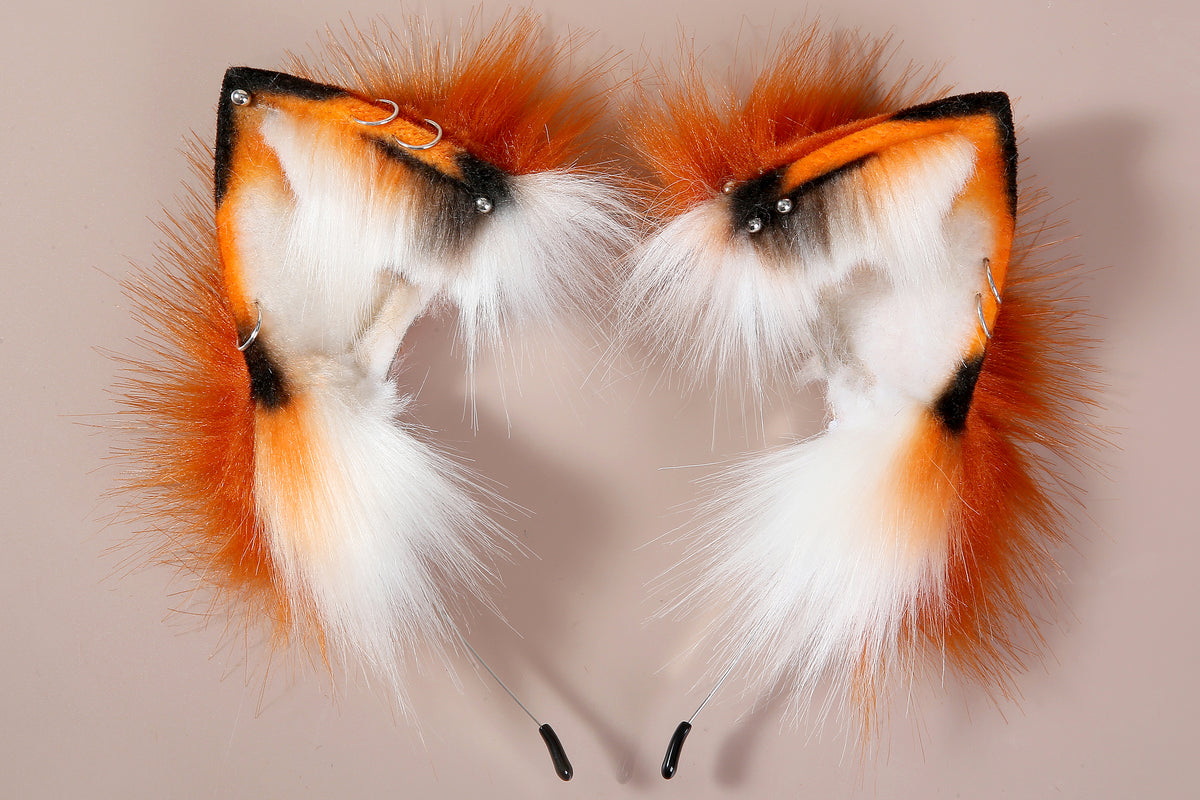 red fox tail plug and ear set fox ear and tail butt plug wolf tail but ...